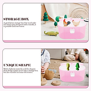 YARNOW Clear Double Layer Plastic Storage Box, 6. 9 x 4. 9 Inch Portable Handled Storage Case, Multipurpose Organizer with Removable Tray for Stationery Art Craft (Pink)