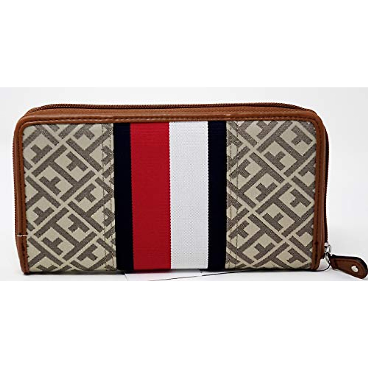Tommy Hilfiger Women's Logo Stripe Zip Around Wallet Clutch Bag