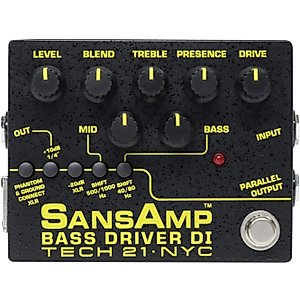 Tech 21 SansAmp Bass Driver DI V2 Bundle with 2 Patch Cables and Clip-On Tuner