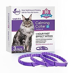 3 Pack Calming Collar for Cats and Kittens Pheromone Collar Efficient Relieve Reduce Anxiety Stress Pheromones Calm Relaxing Comfortable Breakaway Collars Adjustable for Small, Medium Large Cat