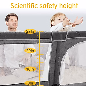 YOBEST Baby Playpen, Infant Playard with Gates, Sturdy Safety Playpen with Soft Breathable Mesh, Indoor & Outdoor Toddler Play Pen Activity Center for Babies, Kids, Toddlers Dark Grey