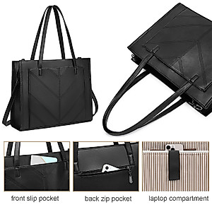 Laptop Tote Bag for Women 15.6 Inch Leather Computer Totes Trendy Business Office Work Briefcase