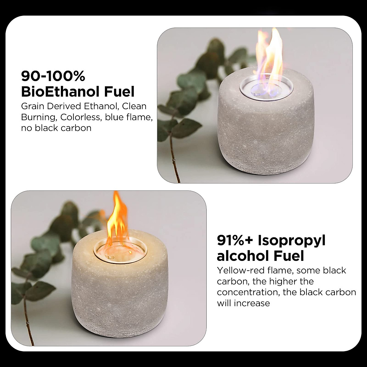 Tabletop Fire Pit - Table Top Firepit Concrete Table Top Fire Pit Bowl Smores Maker with Stylish Extinguisher Rubbing Alcohol Table Top Fire Pit Fireplace Mini Tabletop Fire Pit for More Marshmallow