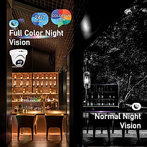 Marquis, 5MP Lite 4MP 2MP 247 FullColor HD TVICVIAHDCVI Turret Dome CCTV Security Camera, Indoor Outdoor Color Night Vision Waterproof Analog Surveillance Camera 2.8mm Lens, White