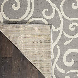 Nourison Grafix Floral Grey 6' x 9' Area -Rug, Easy -Cleaning, Non Shedding, Bed Room, Living Room, Dining Room, Kitchen (6x9)