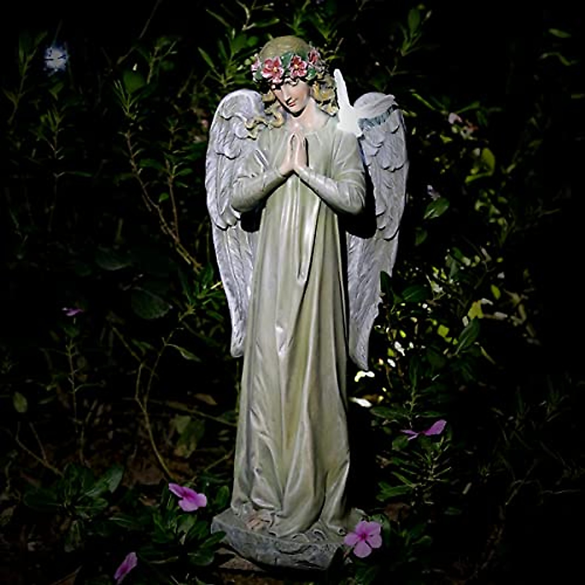 CHRUI Angel Outdoor Garden Decor Statues, 20 inch Solar Outdoor Patio Angel Art Garden Cemetery Decorations Statue for Patio, Lawn, Yard Decoration , Housewarming Garden Unique Gift (Praying Angel)