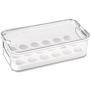 iDesign 18, Stackable BPA- Plastic Eggs, Portable Storage Box for Fridge or Kitchen Cupboard, Clear/White, 32.3 cm x 16.1 cm x 9.9 cm