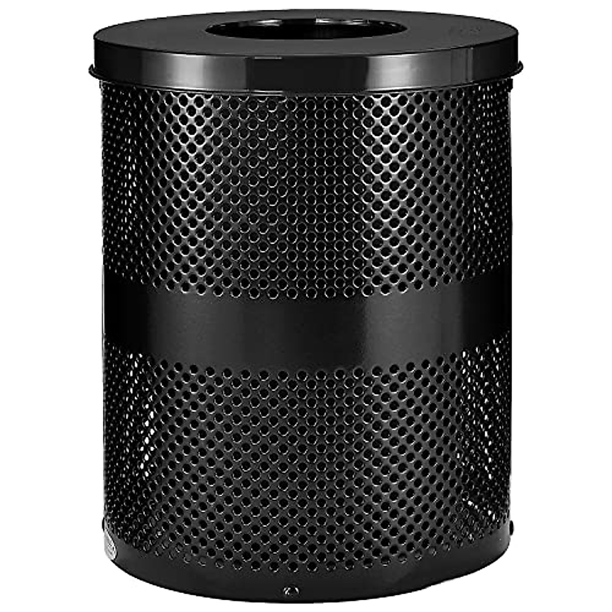 Global Industrial Thermoplastic Coated Perforated Receptacle w/Flat Lid, 32 Gallon, Black