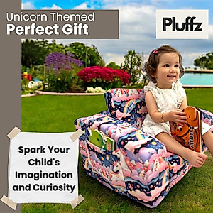 Pluffz Toddler Couch - Convertible Kids Sofa for Playroom - Premium Foldable Toddler Sofa Chair, Comfy Sofa for Kids, Toddler Lounge Chair Indoor