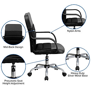 Flash Furniture Manor Mid-Back Black LeatherSoft and Mesh Swivel Task Office Chair with Arms