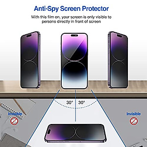 ProCase (2 Pack) iPhone Privacy Screen Protector for iPhone 14 Pro Max 2022, 9H Anti Spy Dark Tempered Glass Screen Film Guard for iPhone 14 Pro Max 6.7 Inch 2022, Case Friendly Bubble Free