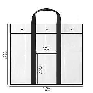 Generic Large Size Art Portfolio Tote with Nylon Shoulder, Poster Board Storage Bag (25.2""*31.5""-Black), blue, TM-BLK-2PCS-124-2
