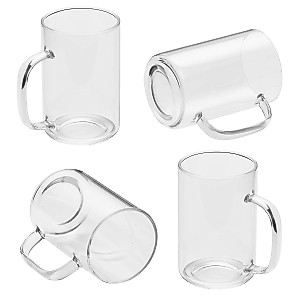 Enindel 3025.01 Simple Style Coffee Mug, Large Glass Coffee Mugs, Clear Tea Cup, 16 OZ, Set of 4