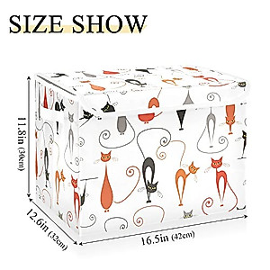 WELLDAY Kawaii Cat Storage Baskets Foldable Cube Storage Bin with Lids and Handle, 16.5x12.6x11.8 In Storage Boxes for Toys, Shelves, Closet, Bedroom, Nursery