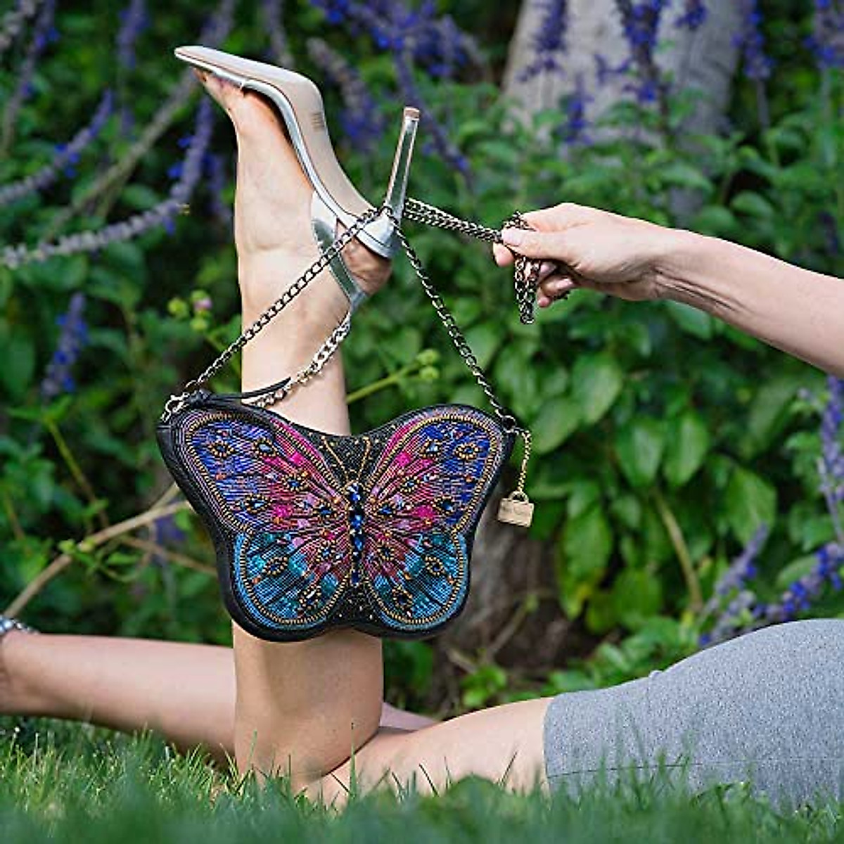 Mary Frances Jewels Handbag Beaded Butterfly Crossbody Clutch Bag, Multi