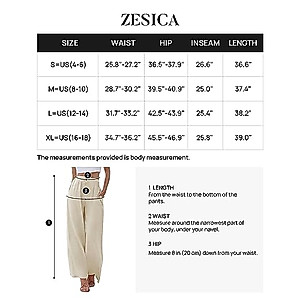 ZESICA Women's Summer Linen Wide Leg Flowy Palazzo Pants Casual High Waisted Loose Trousers with Pockets，Apricot，Large