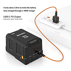 ZGCINE S200 V-Mount Battery 199Wh 14.8V with Dual DC/USB-C/D-TAP Ports for Video Camera Camcorder Broadcast,V-Lock Battery Compatible with BMPCC 4K 6K Pro/ZCAM/Canon EOS R5C/Sony FX3