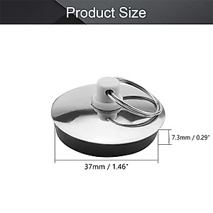MroMax 1Pcs Stainless Steel Sink Plug Drain Stopper Fit 33mm with Ring for Bathtub Kitchen Bathroom Silver Tone