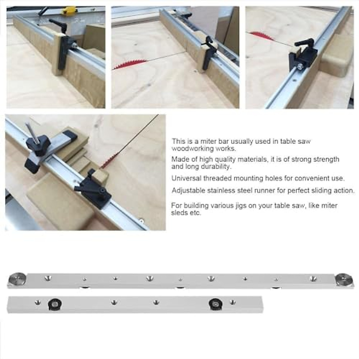 FTVOGUE Aluminium Alloy Miter Bar Slider Table Saw Miter Gauge Rod Wood Woodworking Tool (450mm/17.71inch)