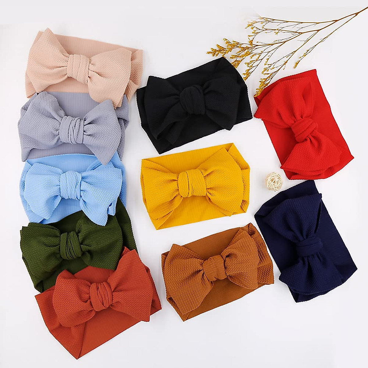 KIDOCHEESE Big Bows Nylon Headbands with Oversized Head Wraps and Hair Accessories for Newborns, Infants, Toddlers, and Girls