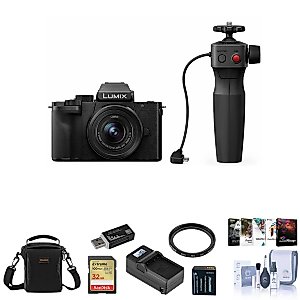 Panasonic Lumix DC-G100 Mirrorless Camera Black with 12-32mm Lens & Tripod/Grip - Bundle with 32GB SD Card, Bag, Extra Battery, Compact Charger, UV Filter, Corel PC Software and Accessories