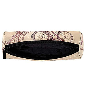 Bonjour Paris Tower Eiffel and Bicycle Pencil Bag Pen Case Stationary Case Pencil Pouch Desk Organizer Makeup Cosmetic Bag for School Office