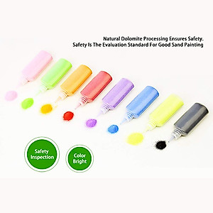 12 PCS Art Sand,1.25oz Bottles DIY Arts and Crafts Kit,Scenic Sand for Kids' Arts & Crafts,Terrarium Sand Play DIY Drawing Sandbox Wedding Sand for Decorations and Crafty Collection Sand Bottles