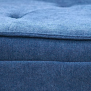HOMCOM Ottoman Sofa Bed, 4 in 1 Multi-Function Button Tufted Folding Sleeper Chair Bed with Adjustable Backrest, Pillow, Side Pocket for Home Office, Bedroom, Living Room, Blue