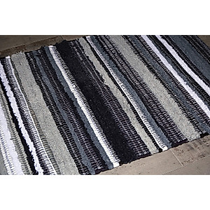 Grey Cotton Striped Door mat Rug Indoor - 2x3' Entrance Entryway Rug Non Slip Kitchen Bath Mat Home Décor, (24 x 36)