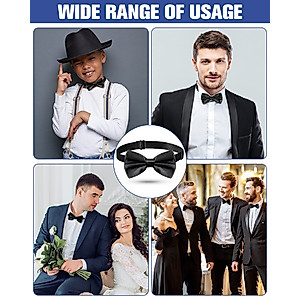 20 Pieces Bow Ties for Men, Formal Satin Solid Tuxedo Bow Ties Adjustable Length Pre Tied Bow Ties for Wedding Celebration(Black)