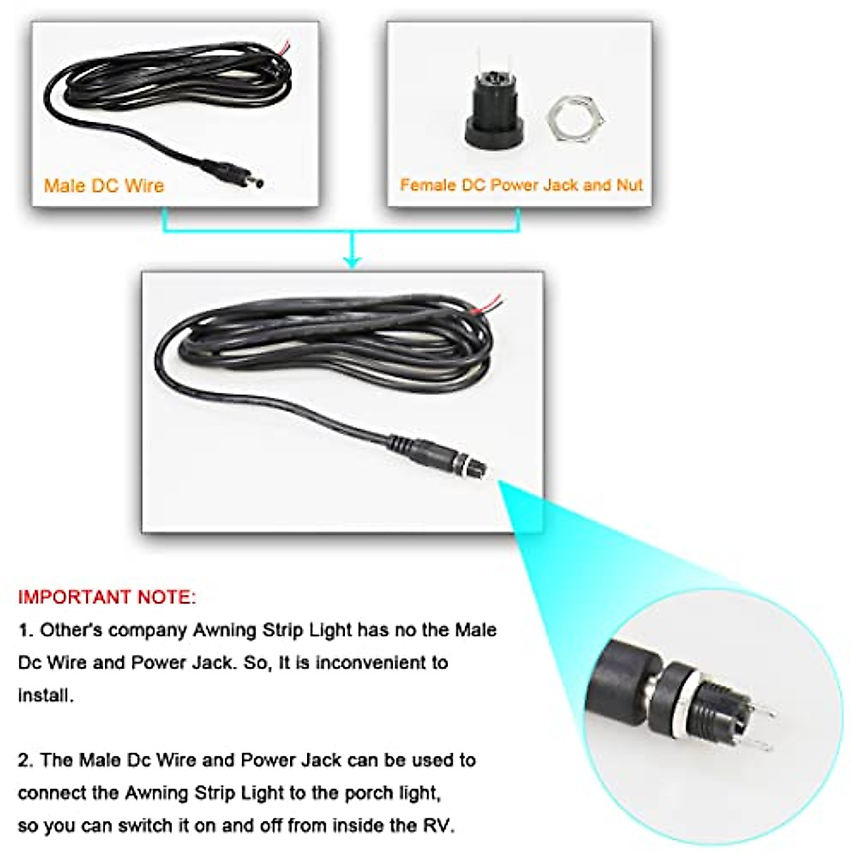 Seagenck RV Led Awning Party Light, Led Awning Strip Light for Camper Motorhome Travel Trailer Concession Stands Food Trucks, Light Up Canopy Area for BBQ Play Cards, 5m(16.4ft), Dc 12v, White