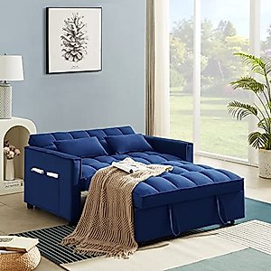 ERYE Blue Velvet Two Pillows Both Side Pockets, 55"