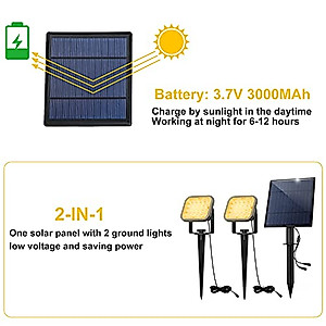 CREPOW Solar Spot Lights Outdoor, 20 LED IP65 Waterproof Solar Landscape Lights, Dusk-to-Dawn 3000K Warm White Solar Outdoor Lights for Yard Garden Driveway Porch Walkway, 4-in-1