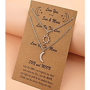 Couple Necklace Moon Sun Stainless Steel Pendant Link Chain Necklace Simple Best Friend Necklace For Women Teen Girls Best Friend Family Jewelry