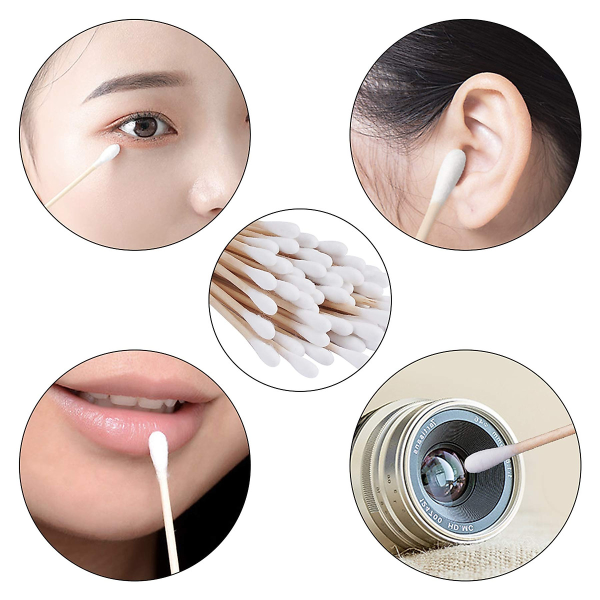 tifanso Cotton Swabs for Ears with Long Wooden Sticks 100 Count 6 Inches Cotton Tipped Swabs Wooden Cotton Swabs for Cleaning