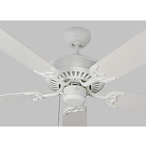 Monte Carlo 5HVO44RZW Haven Outdoor Ceiling Fan with Pull Chain, 44 inch, White - no Light, 5 MDF Blades