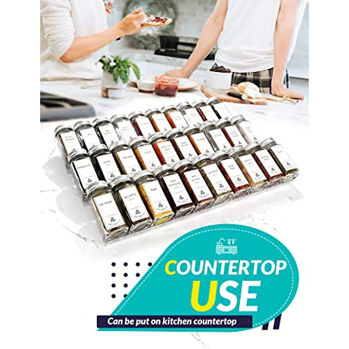 LaVie Home Expandable Spice Tray for 9" to 17" Wide Drawer, 6pcs Combinable Clear Racks (3 or 6 Tiers), Up to Store 30 Seasoning Jars, for Small/ Narrow Cabinet Drawer