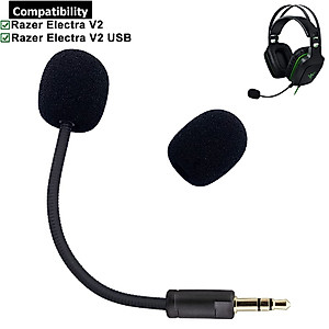 Electra V2 Mic Replacement, Replaceable 3.5mm Game Microphone Gooseneck Mic Boom for Razer Electra V2 USB 7.1 Surround Sound Gaming PS4 Xbox One Nintendo Switch Computer PC Headphones Headsets