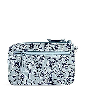 Vera Bradley Women's Cotton Wristlet With RFID Protection, Perennials Gray - Recycled Cotton, One Size