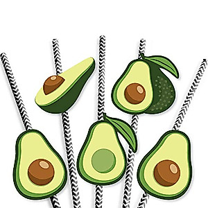 Hello Avocado - Paper Straw Decor - Fiesta Party Striped Decorative Straws - Set of 24
