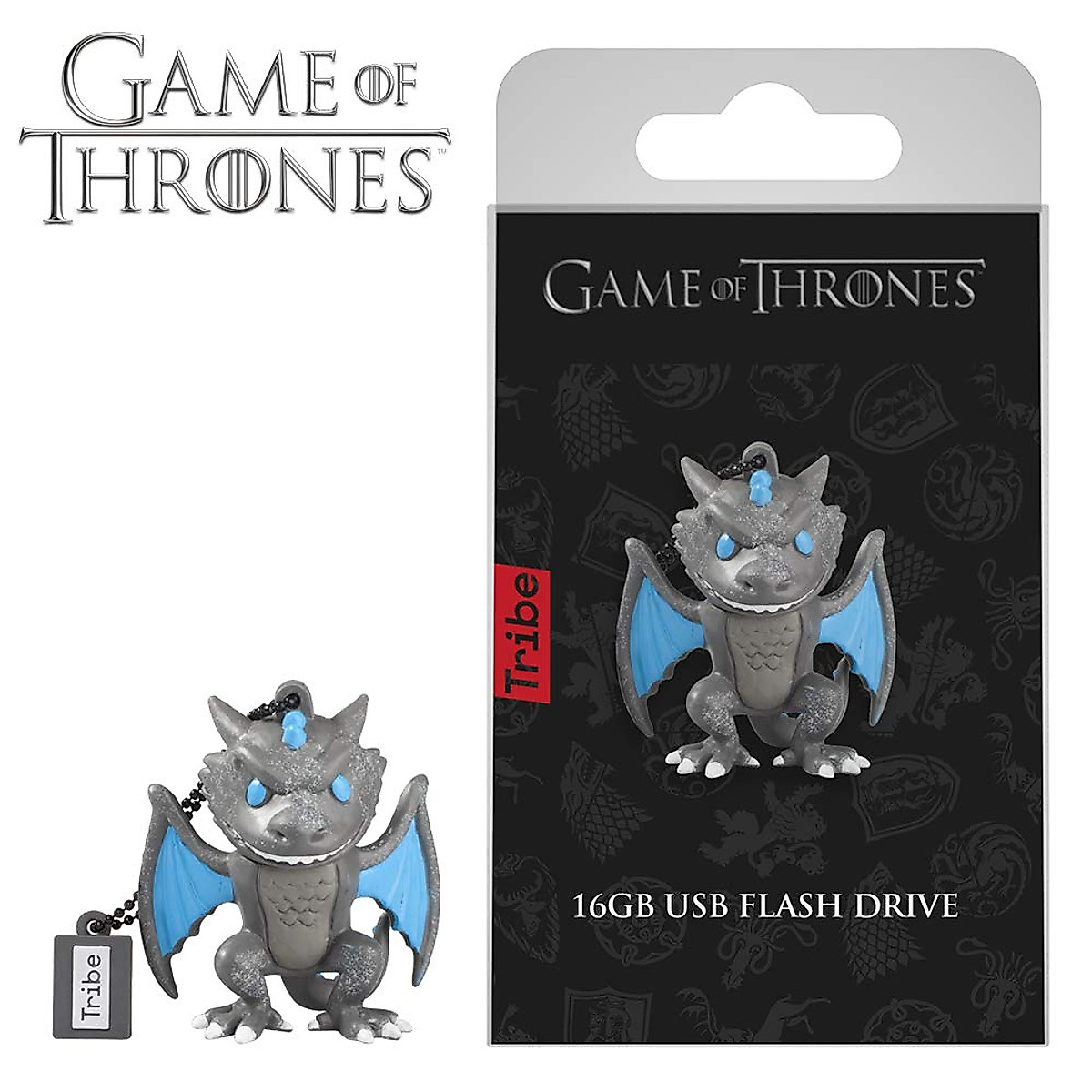 Tribe FD032507, Game of Thrones Viserion, 16GB USB Flash Drive 2.0 Memory Stick Keychain