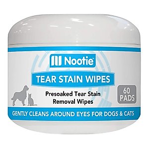 Nootie Tear Stain Wipes for Dogs & Cats, Gently Remove and Prevent Tear Stains with Aloe Vera, 60 Count