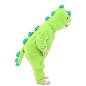 LOLANTA Boys Girls Dinosaur Costume Bodysuit Flannel Toddler One Piece Jumpsuit Kids Gifts (Green, 6-7 Years)