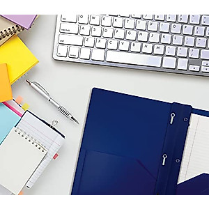 Better Office Products Blue Plastic 2 Pocket Folders with Prongs, Heavyweight, Letter Size Poly Folders, 24 Pack, with 3 Metal Prongs Fastener Clips, Blue