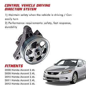 Power Steering Pump Replacement for 2008 2009 2010 2011 2012 Honda Accord with 2.4L Engine OE Replace # 21-5495 Power Steering Pump