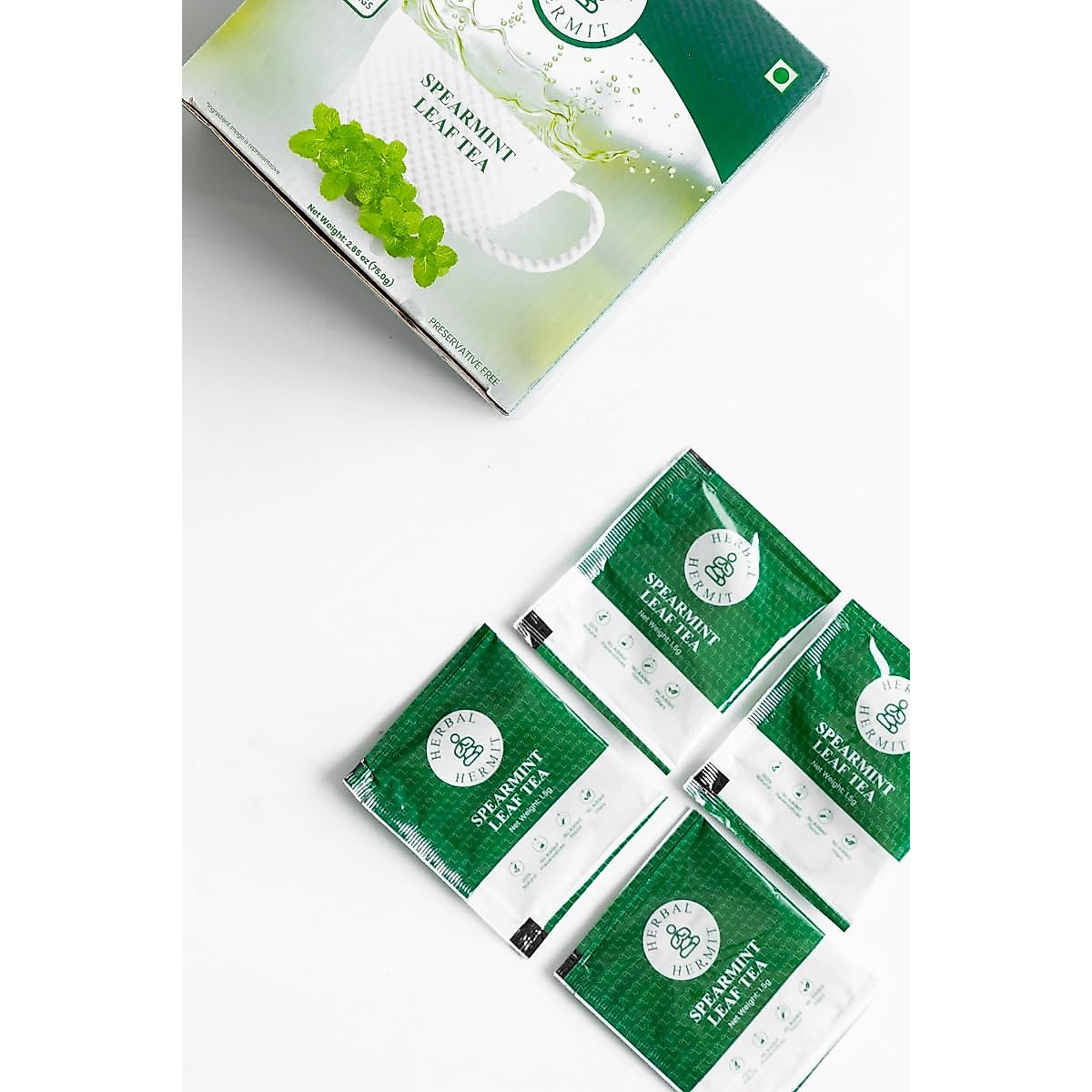 Spearmint Tea (50 Tea Bags) with Natural Spearmint Leaves Herbal Tea in Caffeine Free Easy to Use Tea Bags