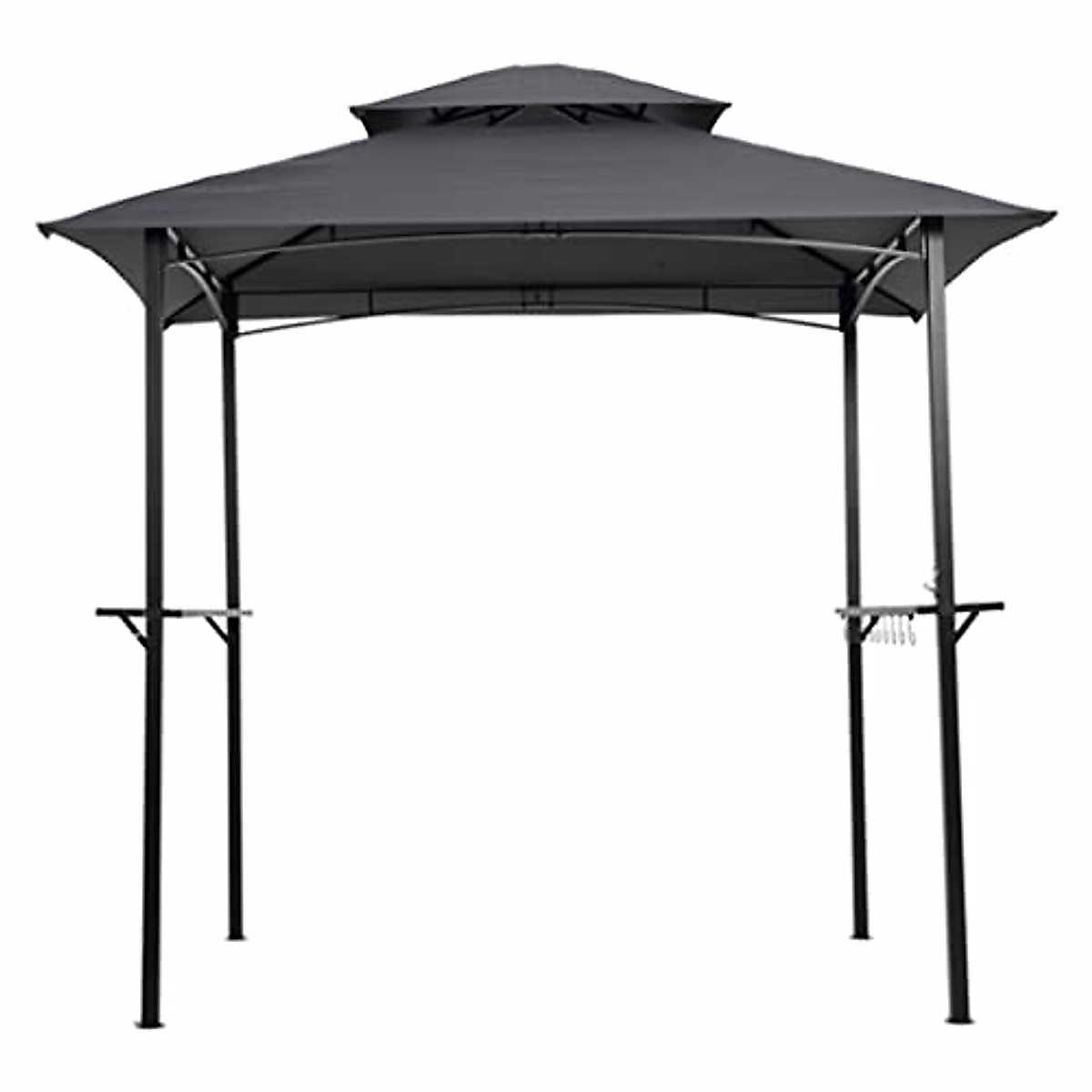 YTYZC 8x5Ft Outdoor Grill Gazebo Light Shelter Tent Double Tier Soft Top Canopy Steel Frame with Led Hook Counters
