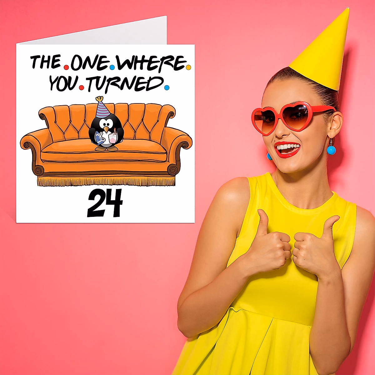 Fun 24th Birthday Cards for Men Woman - The One Where - Funny Birthday Card for Son Daughter Brother Sister Uncle Aunt Niece Nephew Cousin, 5.7 x 5.7 Inch Greeting Cards, 24th Birthday Card