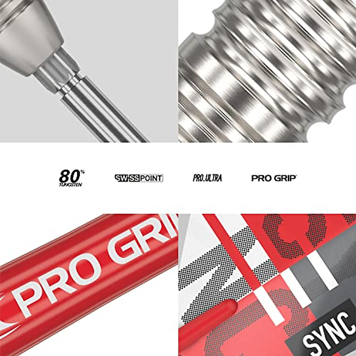 Target Darts Sync 03 21G 80% Tungsten Swiss Point Steel Tip Darts Set, Red, Silver and Black