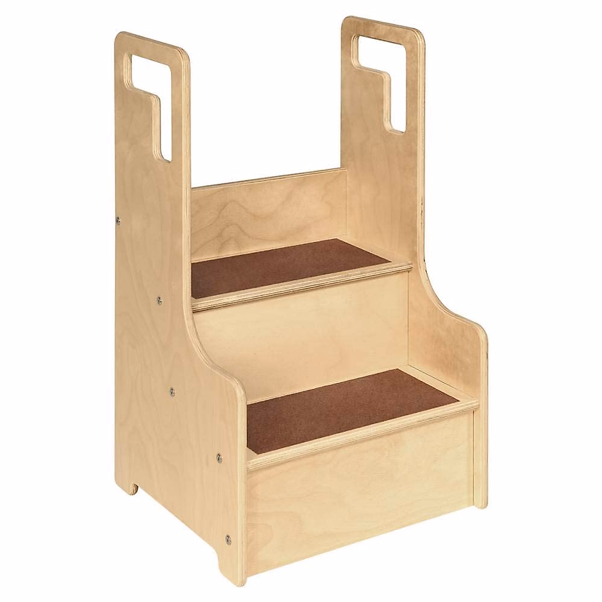 Contender 2 Step Up Stool for Toddlers and Kids with Support Handles and Non Slip, Montessori Wooden Reach Up Safety Steps for Bathroom, Kitchen [ Brown ]